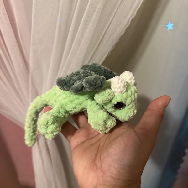 One Crochet Small Baby Dragon Plushie, Handmade Stuffie, Personalised Colours, Amigurumi Toy ...