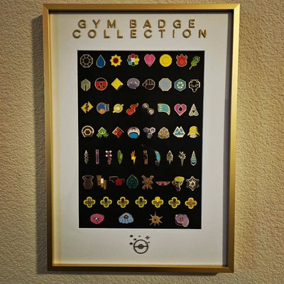 Framed Collection Complete Pokemon Badges Kanto/johto/hoenn/sinnoh ...