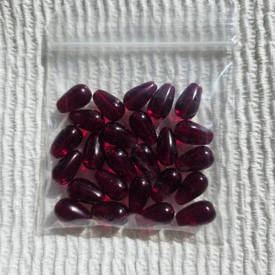 Lot of 25 Garnet Red Glass Drop Beads Smooth Teardrop Beads 10 X 6mm ...
