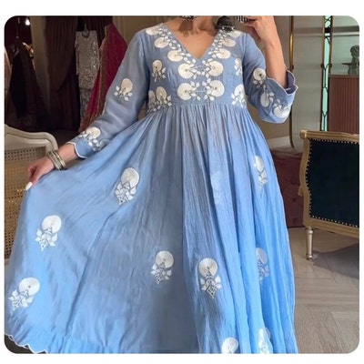 Rounded Design Organic Clothing Black Muslim Pakistani Dress Eastern ...