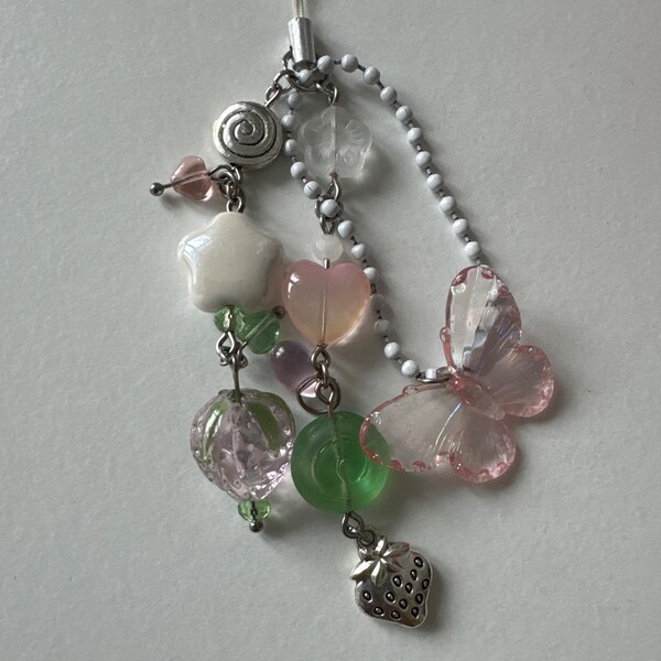 Mystical Ocean Jellyfish Beaded Charm Keychain Crab Fish Purple Pink ...