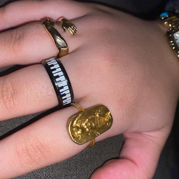 Angel Intaglio Roman Coin Sterling Silver Ring | 24k Gold Over Coin ...