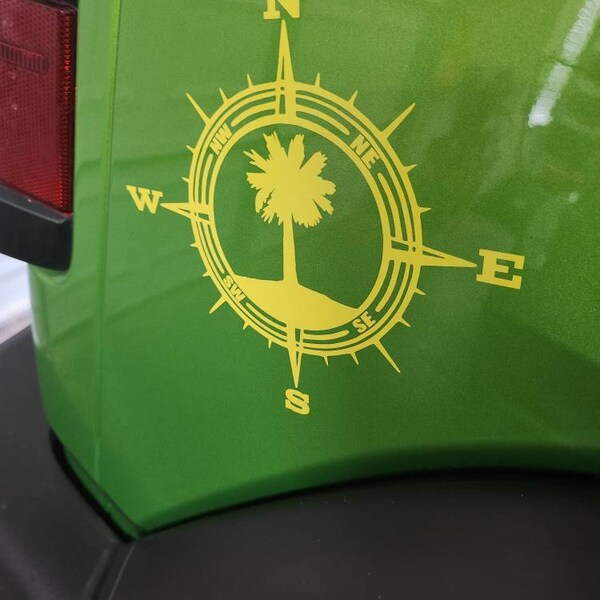 Palm Tree Compass Decal, Car Decal, Palmetto Decal, Palm Tree Decal ...