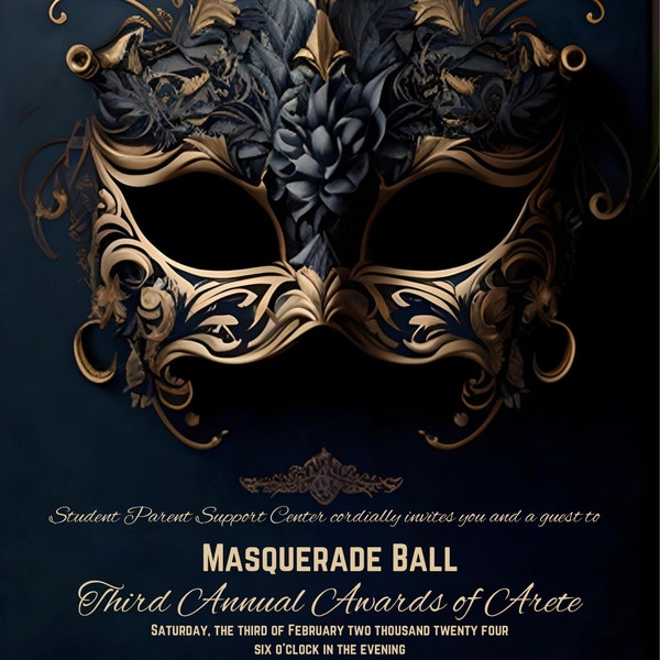 Black Gold Masquerade Ball Invitation Template, Masquerade Party ...