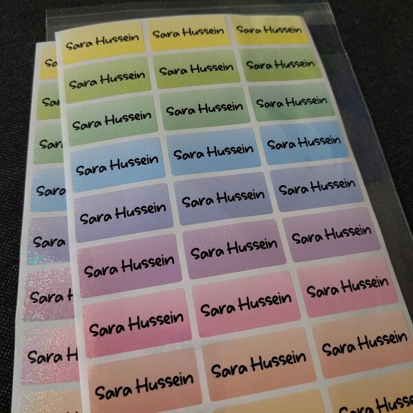 Waterproof Name Labels Name Stickers Personalized Glittery Gradation ...