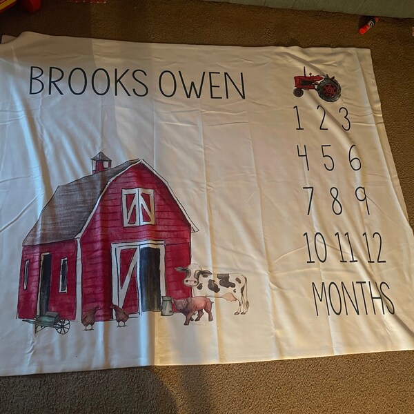Farm Blanket - Farm Animal Blanket - Newborn Milestone Blanket - Baby ...
