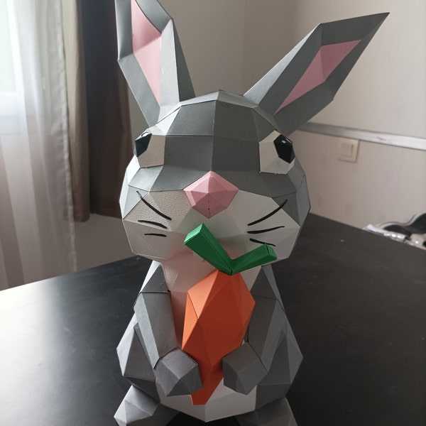 Bunny Easter Papercraft PDF, SVG Template Creating Low Poly 3D Rabbit ...