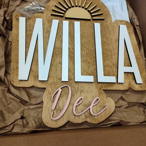 Boho Name Sign, Nursery Name Sign, Sun Nursery Decor, Boho Sun Name ...