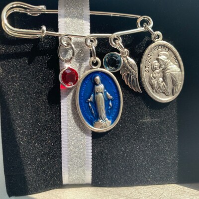 XL Blue Enamel Miraculous Medal Miraculous Necklace Catholic - Etsy