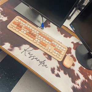 Boho Handwriting Name With Swoosh Desk Pad Personalized Desk - Etsy