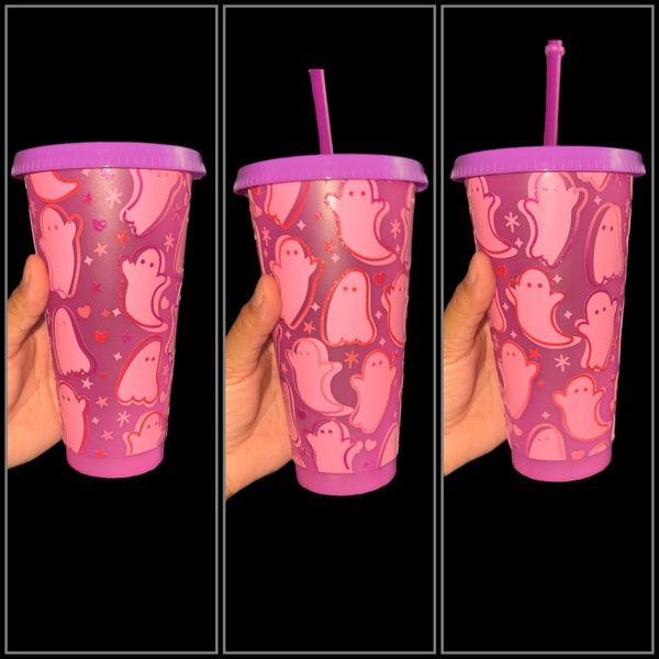 Cute Ghosts Cold Cup No Hole SVG PNG Dxf No Gap Halloween Full Wrap ...