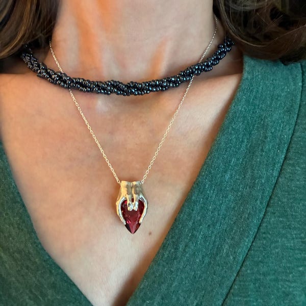 Garnet Hand 925K Silver Pendant, 925 Sterling Silver Garnet Hands ...