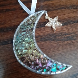 Moon and Star, Glass Moon, Christmas Ornament, Tree Decoration ...