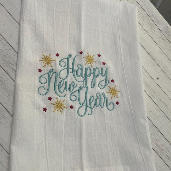 Happy New Year Embroidery Design - 7 Sizes 10 Formats DST PES New Year ...