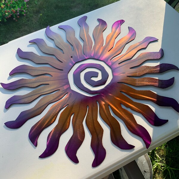 Metal Sun Funky Plasma Cut Art Handpainted Modern Sunrise Backyard - Etsy