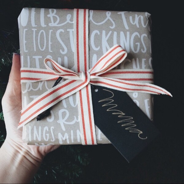SALE: Christmas Typography Gift Wrap Hand Lettered Christmas Wrapping ...