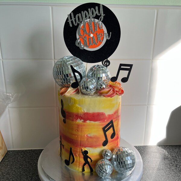 Vinyl Record Theme Cake Topper - Personalised - Etsy