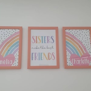 Sisters Bedroom Prints, Shared Bedroom Wall Art, Twins, Rainbow Girls ...