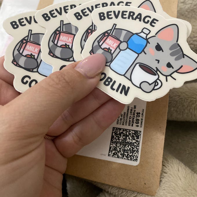 Beverage Goblin Sticker – Kittie Treats Shop