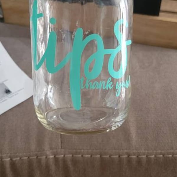 Tips Thank You! Vinyl Decal - Vinyl Lettering for Tip Jar - Removeable ...