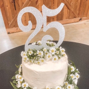 Glitter 25 Cake Topper, Twenty Five Topper, 25th Birthday, 25 Birthday ...