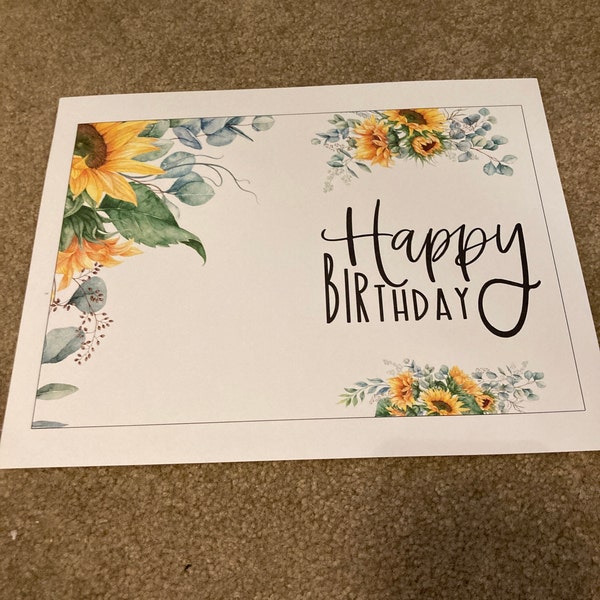 Sunflower Birthday Card, Sunflower Card, Printable Sunflower Birthday ...