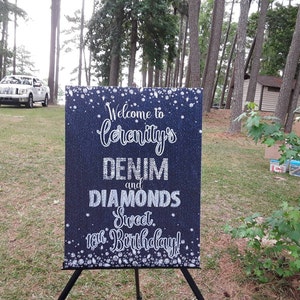 Denim and Diamonds Welcome Sign Welcome to the Party Sign - Etsy