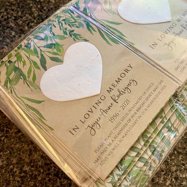 Memorial Card, Funeral Favor, in Loving Memory, Celebration of Life ...