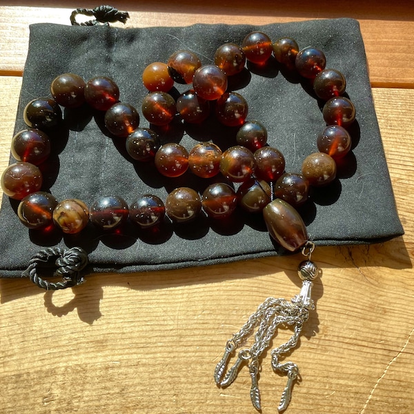 Rare Antique Natural Untreated Saudi Arabia Black Coral Prayer Beads ...