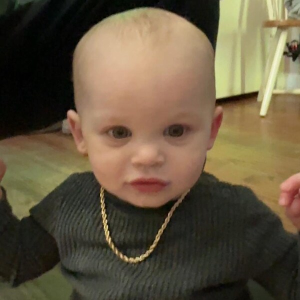 18K Rope Chain Necklace for Boy, 4mm Kids Rope Chain, Baby Boy Necklace ...