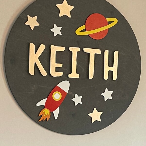 Space Name Sign, Space Wall Art, Nursery Name Sign, Outer Space Decor ...