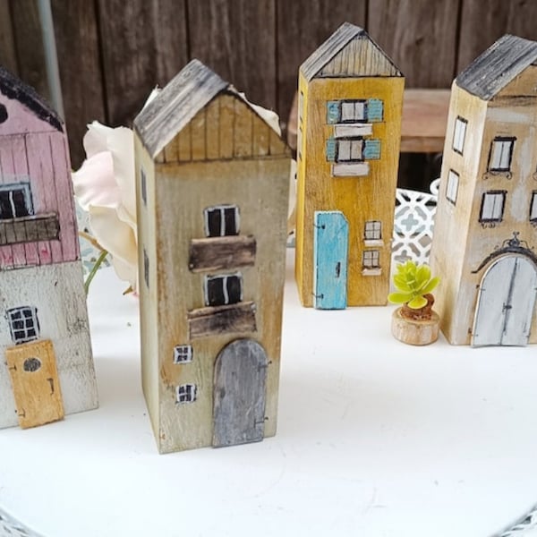 Home Decor/ Tiny Wooden Houses/ Painted Houses - Etsy