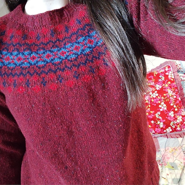 3 Colours. Womens Scottish Wool Fair Isle Jumper Sweater. Blue, Green ...