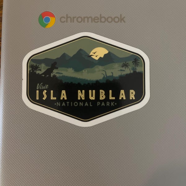 Jurassic Park Sticker, Jurassic Park Isla Nublar Sticker, Visit Isla ...