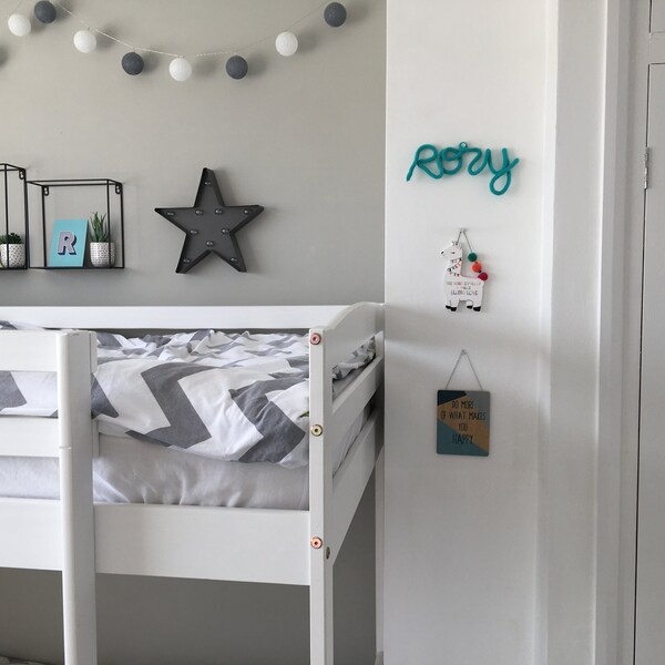 Knitted Names and Words Wool Wire Words Personalised Wall Decor Signs ...