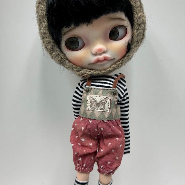 Blythe Winter Sweater With Heart Pattern in Dark Red and White Colors ...