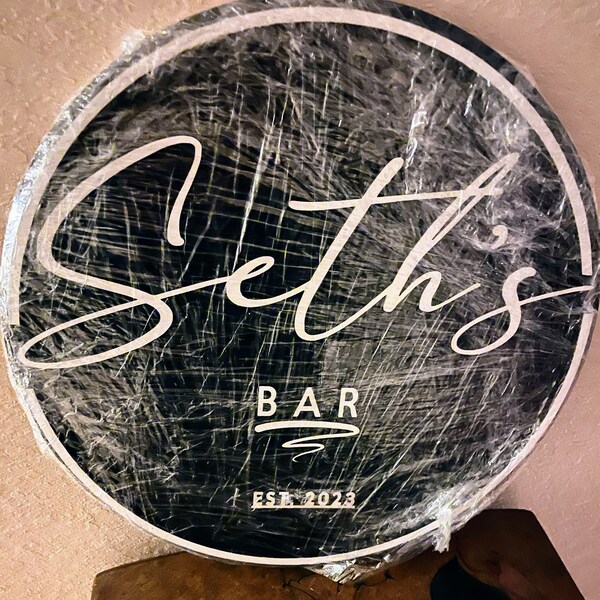 Personalized 3D Embossed Wooden Bar Sign, Round Wooden Sign, Custom ...