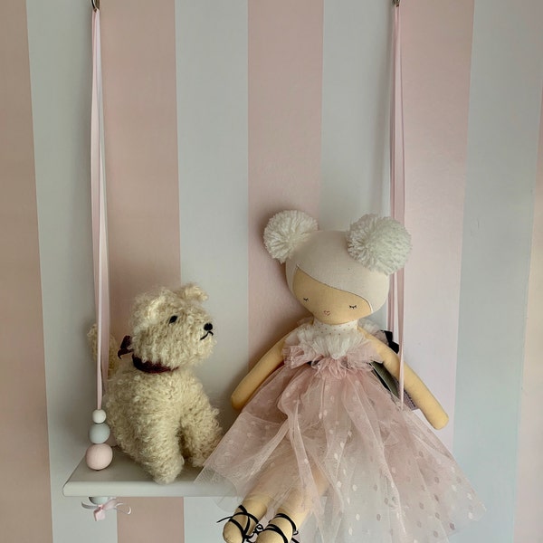 Wooden Swing Shelf | White Painted Shelf Nordic Style Shelf | Hanging ...