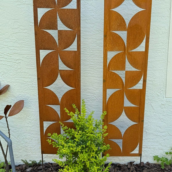 Stella Panel, Rusty Privacy Screen, Garden Panel, 12" X 48'', Garden ...