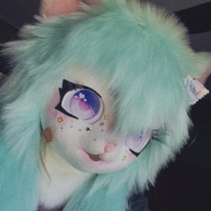 Blue Cat Mask King Cat Mask Furry Cosplay Mask Head With Blue Hair ...