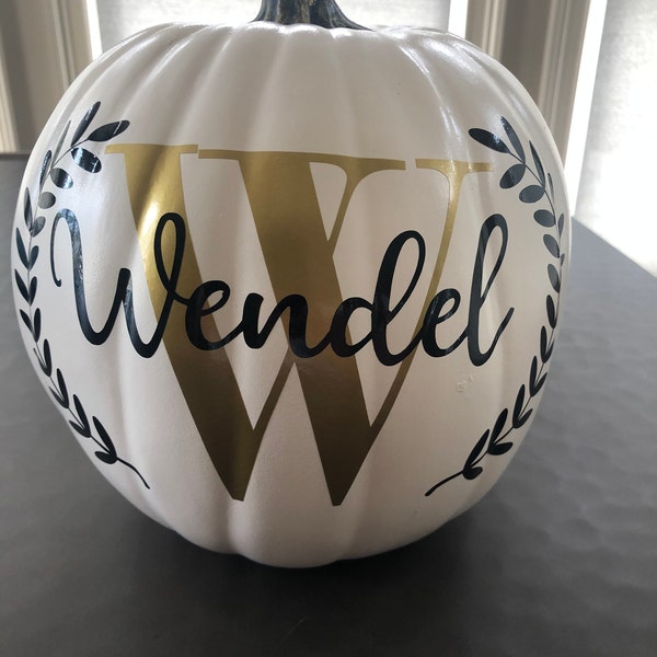 Personalized Pumpkin With Family Name Monogram for Fall Home Decor ...
