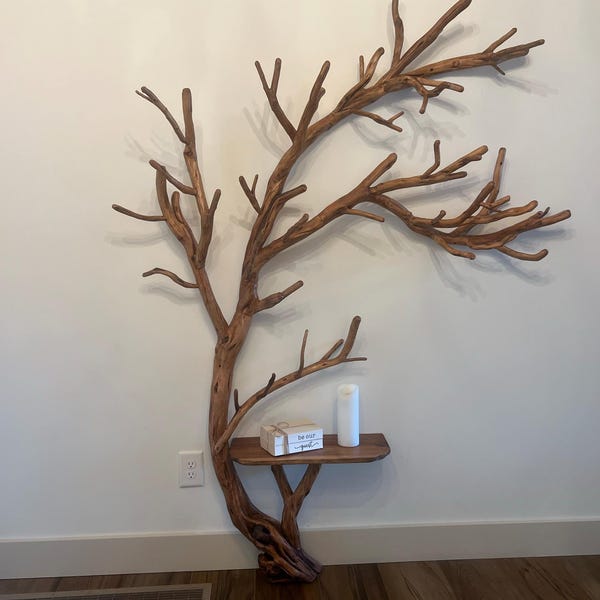 Tree Branch Coat Rack Wall Mount Natural Driftwood Branch Coat Hook ...