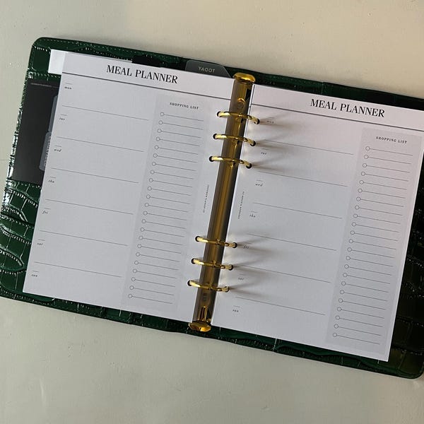 PRINTED Meal Planner Inserts A5 | Shopping List, Grocery List Planner ...
