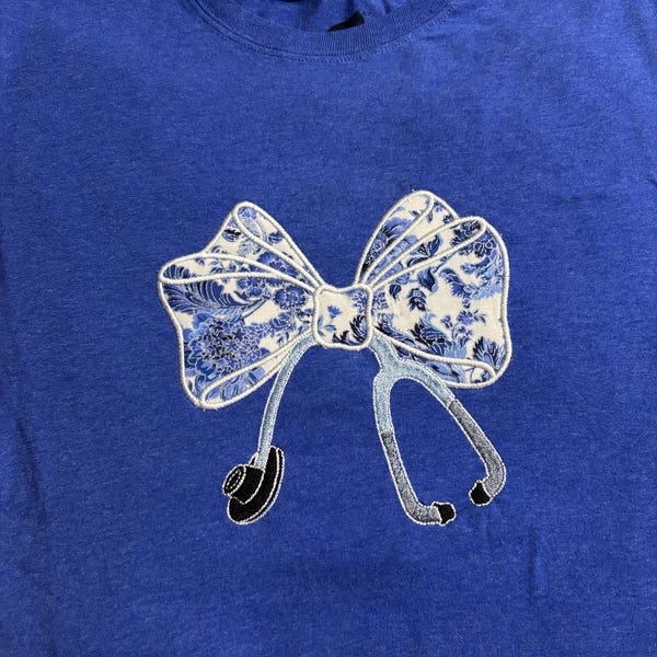 Embroidered Stethoscope Bow - Etsy