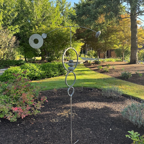 Kinetic Wind Spinner Zen Circles | Metal Modern Yard Art Garden ...