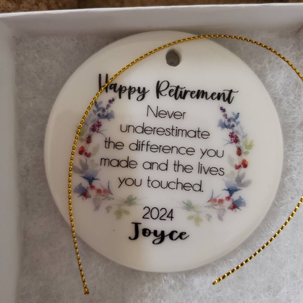 Happy Retirement Ornament, Personalized Retirement Gift for Women, 2024 ...