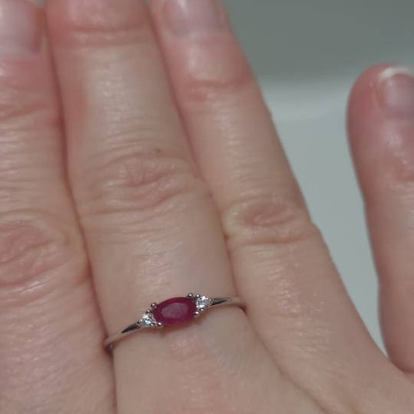 Natural Ruby Ring in Sterling Silver, Genuine Ruby Ring, Dainty ...