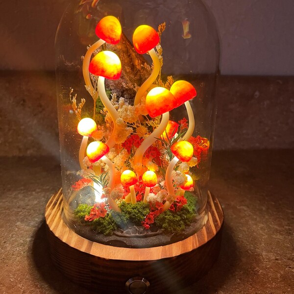 Enchanted Forest Mushroom Lamp, Yellow Mushroom Night Light, Table Top Decor, Fairy Tale Decor ...