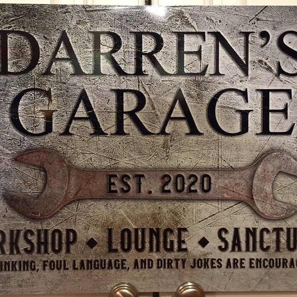 Custom Weather Beaten Steel Metal Garage Sign - Etsy