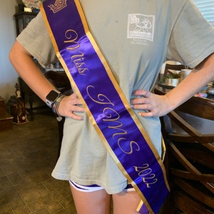Custom Embroidered Pageant Sash With Cursive Font - Etsy